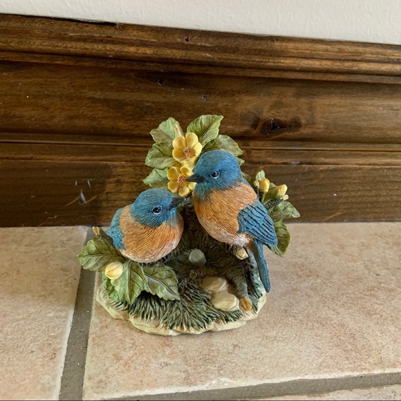 Wall Decor | Bluebird Pair Bird Statue With Flowers | Poshmark